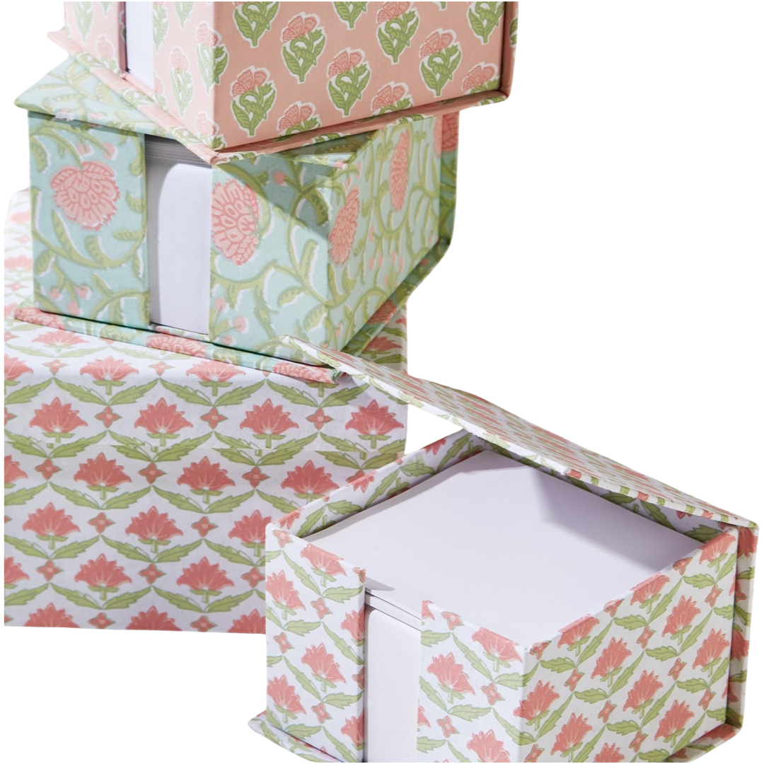 Floral Block Print Note Paper Caddy with Pencil – Maripoza Boutique